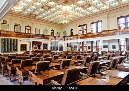 Chairs and desks for the Texas House representatives in the State ...