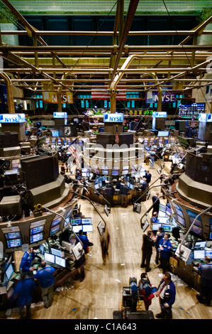 Trade floor personnel on the floor of the New York Stock Exchange on ...