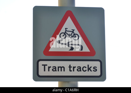 Red Triangle warning sign for cyclists- steep slope slow down Stock ...