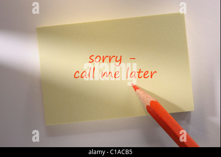 note memo with call me later writing Stock Photo - Alamy