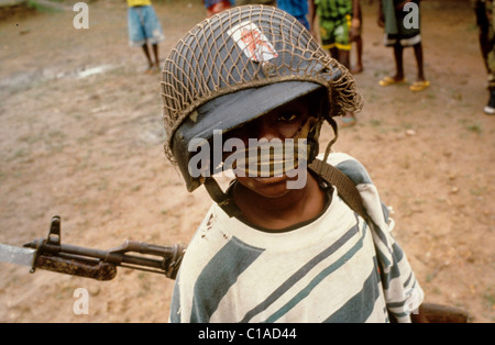 Child soldier of the RUF at a checkpoint near Lunsar Sierra Leone - 29. ...