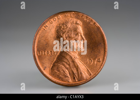 US 1 cent copper penny from 1974. Pennies made prior to 1983 had a much ...