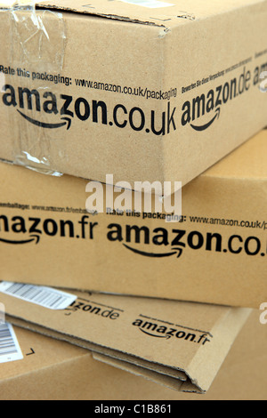 A pile of Amazon boxes Stock Photo - Alamy