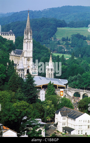 France Midi-Pyrenees Lourdes. Upper Basilica of Our Lady of Rosary ...
