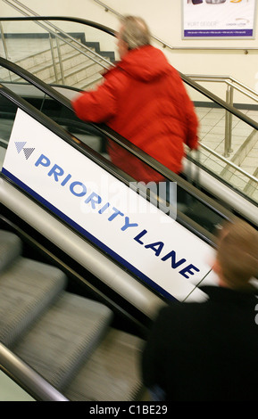 Luton London Airport's 'priority lane' for security. Passengers who buy ...
