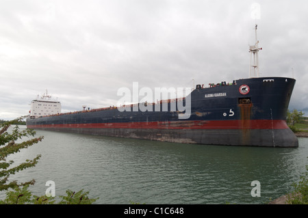 Bulk carrier "Algoma Guardian" as seen navigating the Welland Canal ...