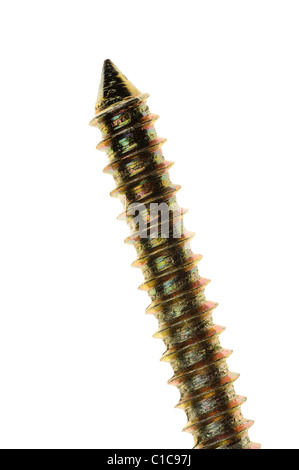 Thread of big metal bolt isolated on white background Used spare parts ...