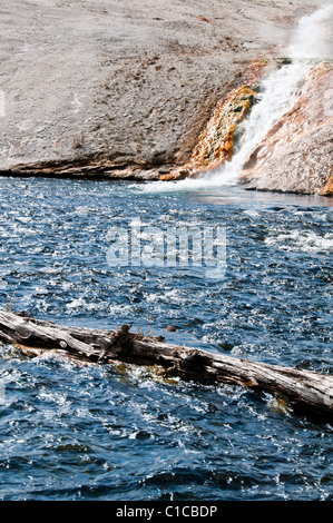 Geyser in Firehole canyon drive in Yellowstone National Park in Wyoming ...