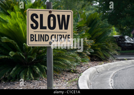 ROAD TRAFFIC WARNING SIGN BLIND SUMMIT ENGLAND UK Stock Photo: 691102 ...