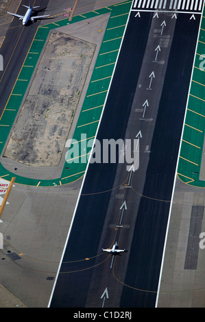 aerial view above Lindbergh Field San Diego International Airport ...