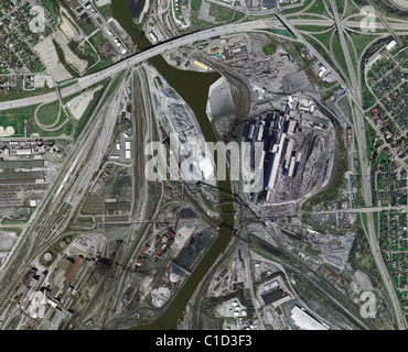 aerial map view above Cleveland Ohio Stock Photo - Alamy