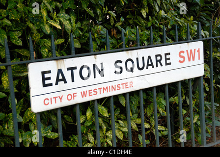 Eaton Square SW1 street sign, Belgravia, London, England Stock Photo ...