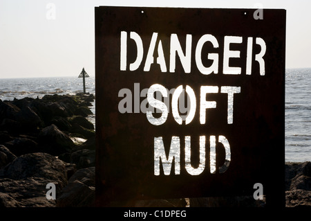 Danger soft mud sign, Essex, UK Stock Photo - Alamy