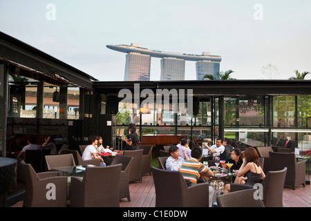 Drinks at Orgo Bar & Restaurant with Marina Bay Sands in background ...