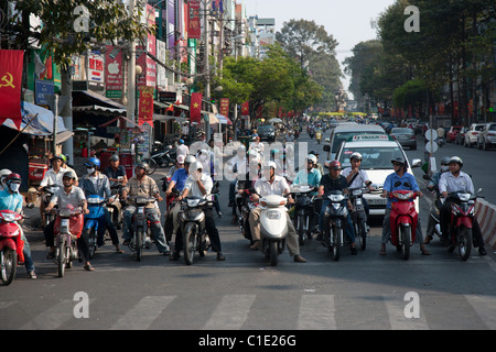 Motorcycle jam in Saigon traffic, Vietnam Stock Photo - Alamy
