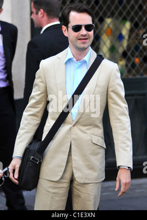 Funnyman Jimmy Carr leaving the Ivy Restaurant, wearing a beige suit ...