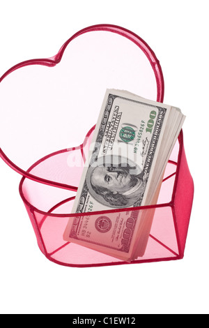 heart-shaped dollar banknotes on white with copy space Stock Photo - Alamy