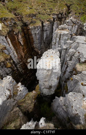 Buttertubs fluted limestone potholes, North Yorkshire, Yorkshire Dales ...