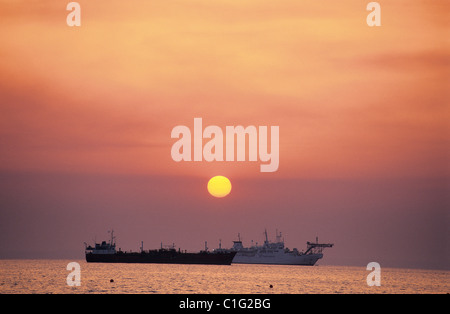 Sunset in the sea, Cyprus Stock Photo - Alamy