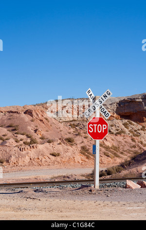 Railroad crossing sign located in Northern Ireland Stock Photo - Alamy