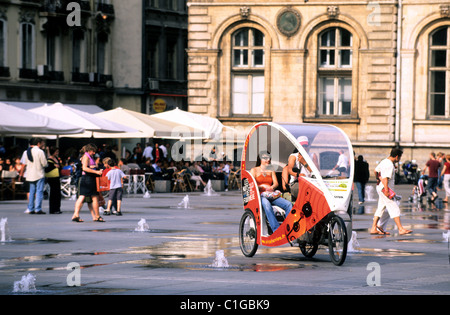 France, Rhone, Lyon, the Cyclopolitain, electric bicycle taxi cab at ...