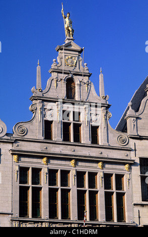 the Grote Markt, main square in Ypres with the Cloth Hall (Belgium, 11 ...