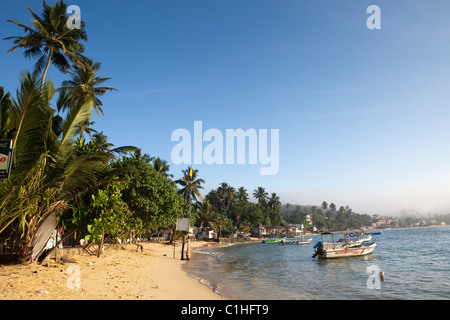 A view of Unawatuna beach on the South coast of Sri Lanka Stock Photo ...