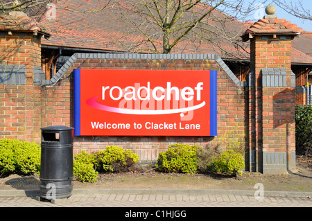 Roadchef motorway service station sign with McDonalds and Costa Coffee ...