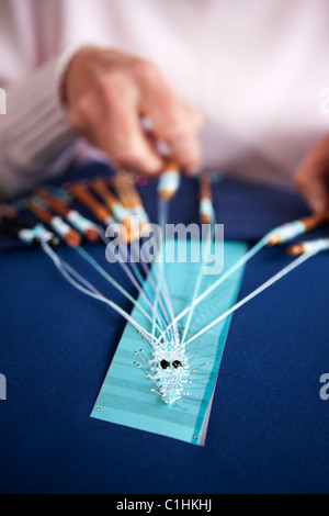 bobbin lace work, crafts Stock Photo - Alamy