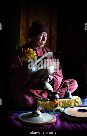 Buddhist lama during rituals in Nepal Himalaya Stock Photo: 35427075 ...