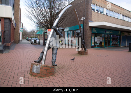 Wrexham in Wales, The Arc sculpture by David Annand depicting a coal ...