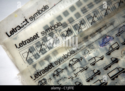 Letraset sheet symbols sheets symbol transfer transfers Stock Photo - Alamy