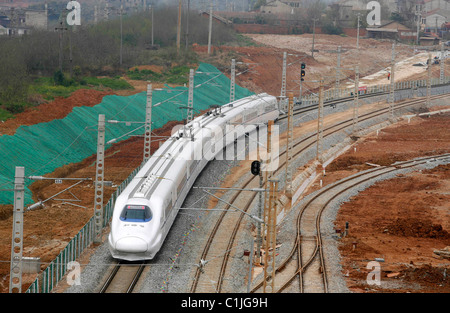 Chinese Supertrain Workers on China's new super high speed rail link ...
