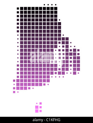 Square dots pattern map of Rhode Island. Dotted pixel map with american national flag colors ...