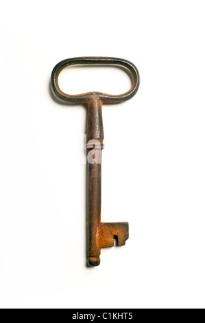 Old rusty key isolated on a white background Stock Photo - Alamy