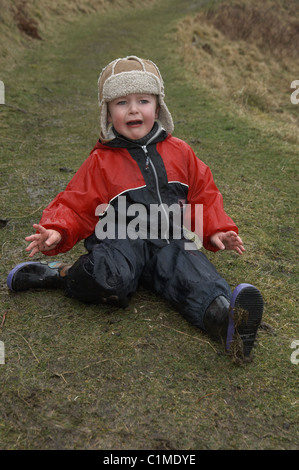 2 year old boy crying with tears running down his cheeks Stock Photo ...