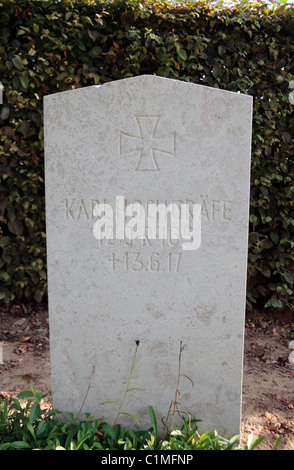 Headstone of a German soldier at the Commonwealth War Graves Cemetery ...
