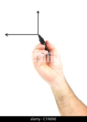 A hand writing with a black marka on a glass screen Stock Photo - Alamy