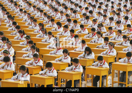 World's largest classroom A sea of school pupils take part in a writing ...