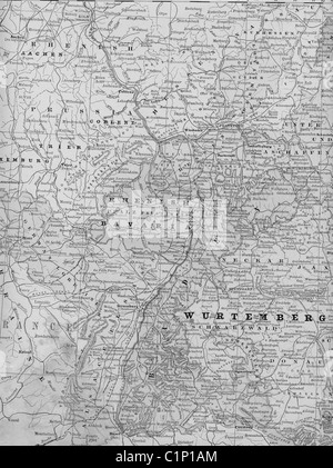 Original old map of Germany from 1875 geography textbook Stock Photo ...