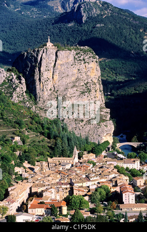 View of Castellane Village & the Rock of Castellane, Verdon Gorge or ...
