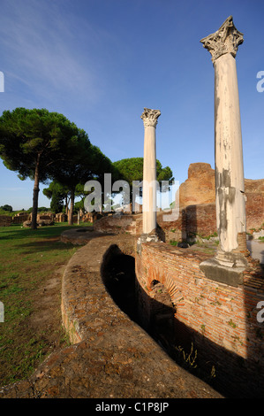 Italy, Rome, Ostia Antica, thermal baths of Mithras, Roman column Stock ...