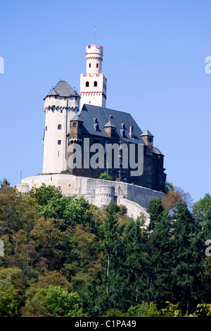 Marksburg 12th century medieval castle above the town Braubach in ...