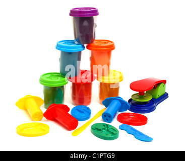 much colors plasticine isolated on white background Stock Photo - Alamy