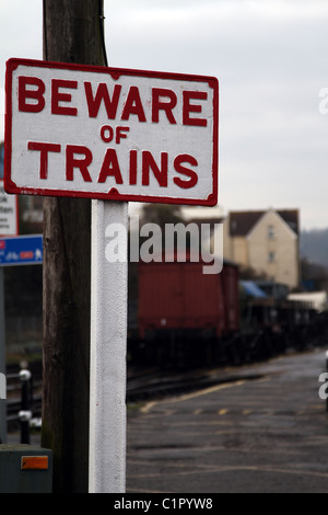 train warning sign trains beware of stop look listen danger track Stock ...