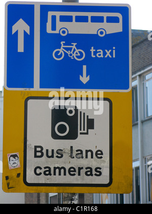 signs for bus lane and taxis only being used by other vehicles and all ...