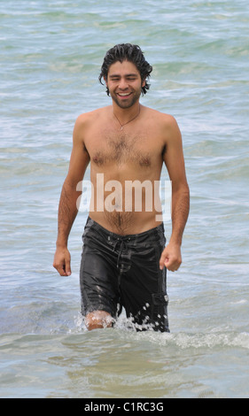 Adrian Grenier on the beach with friends at The W Hotel Miami Beach ...