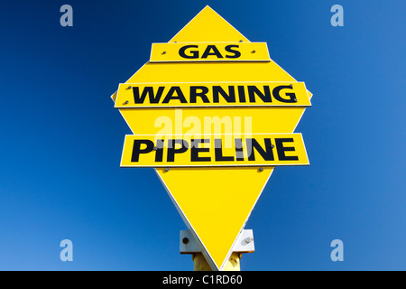 A warning sign for the gas pipeline which brings natural gas from the ...