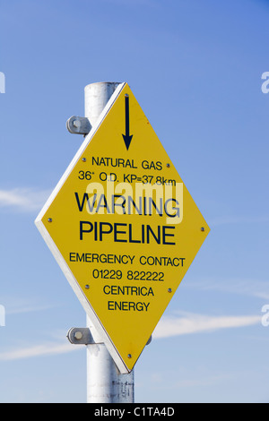 A warning sign for the gas pipeline which brings natural gas from the ...