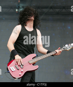 Frank Bello of Anthrax performing live on stage at Bloodstock festival ...